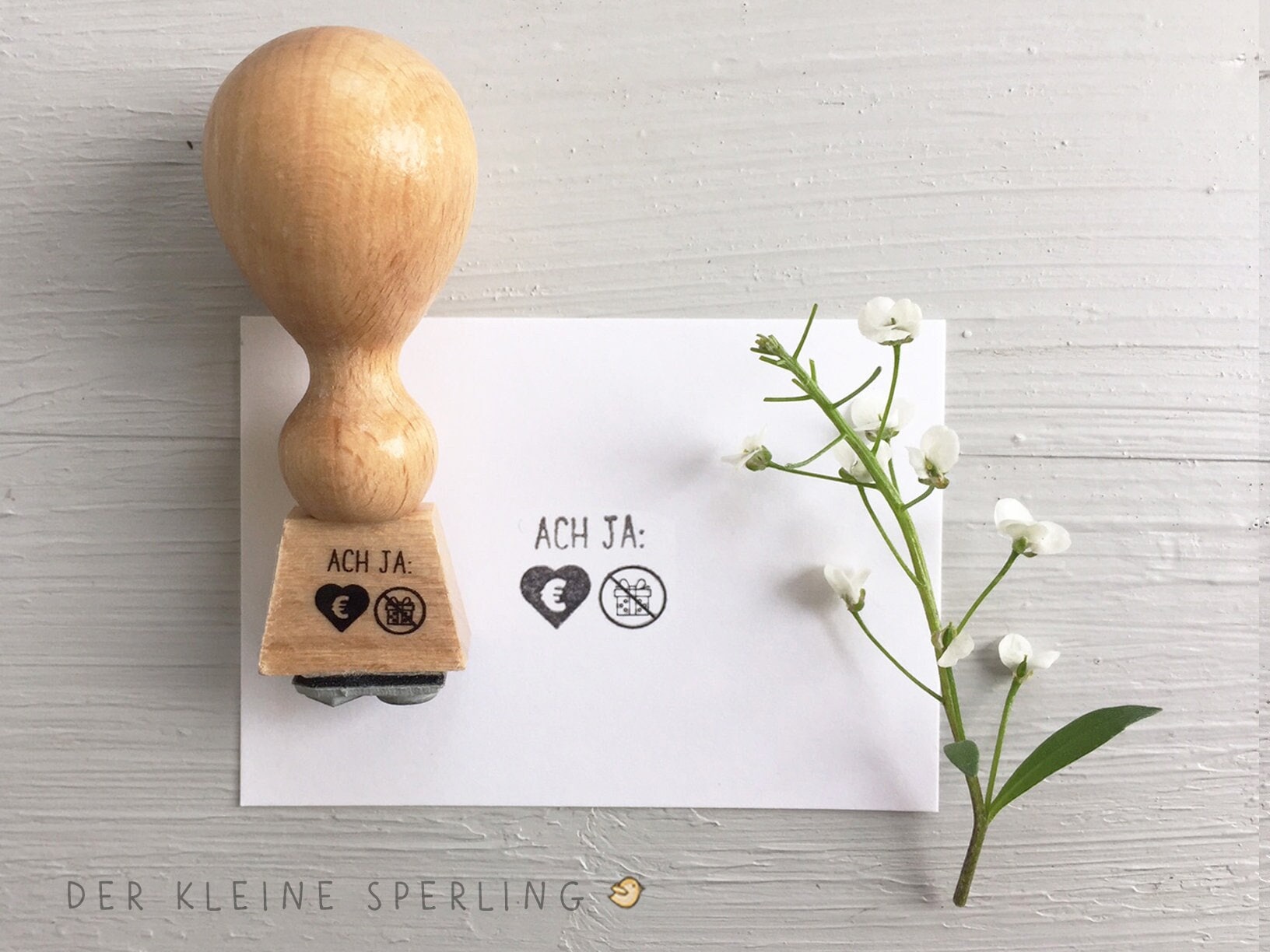 Stempel ACH JA: Symbole Geldgeschenk, Stempel Hochzeit
